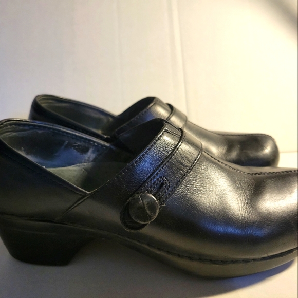 Dansko | Shoes | Dansko Solstice Black Leather Button Strap Slip On ...